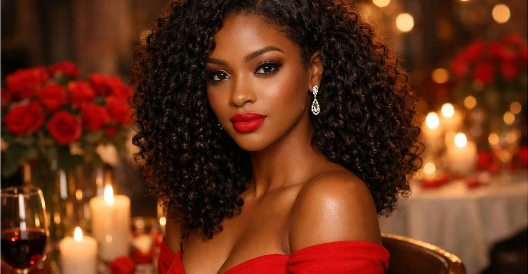 Ignite Your Valentine's Date Look: Romantic Curls & A Pop of Red!
