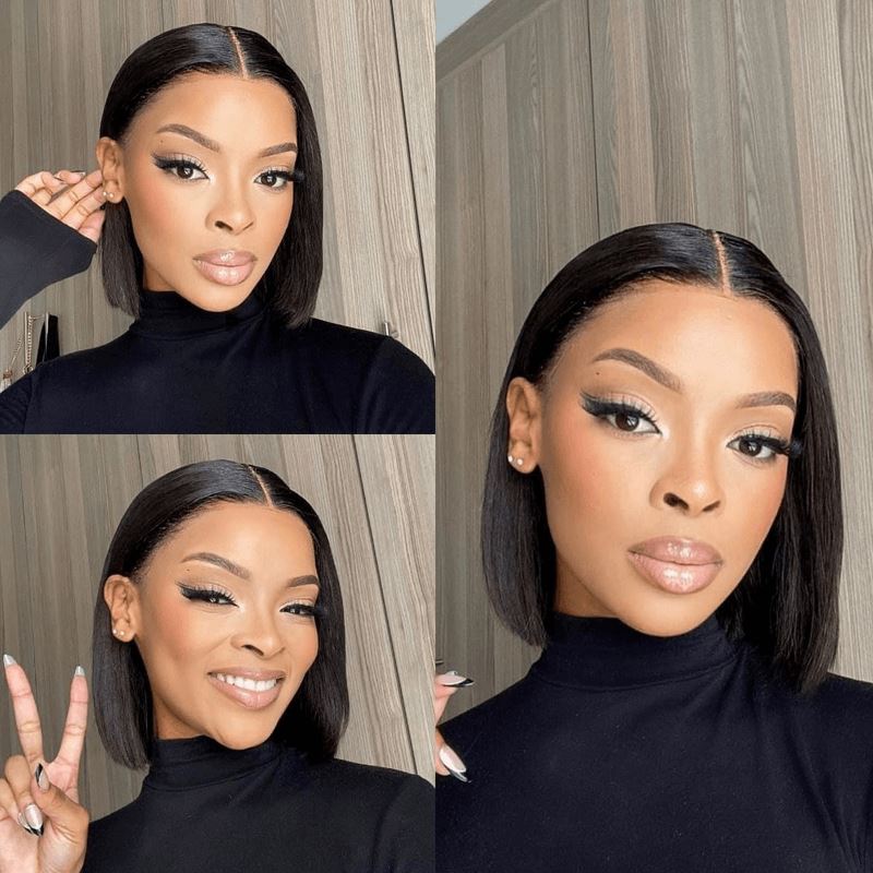 Ali Grace 4x4 Lace Closure Straight Short Bob Wigs for Black Women ...